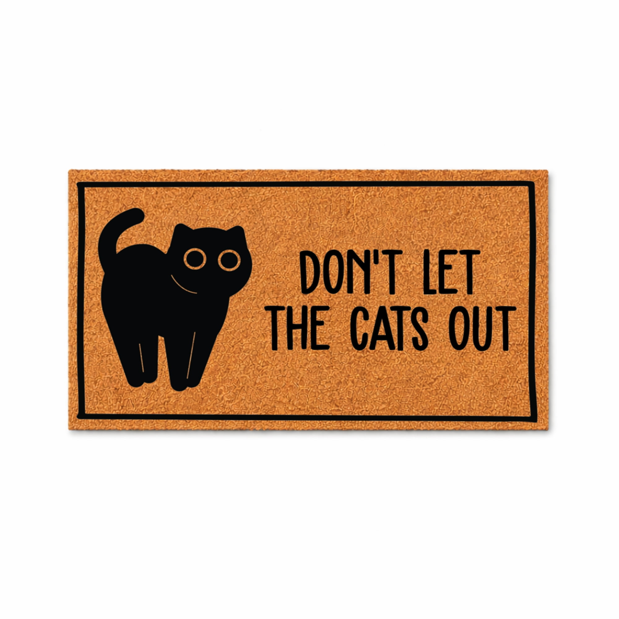 Don't Let The Cats Out, Cat Silhouette Doormat - Brown Coir PVC Outdoor ...