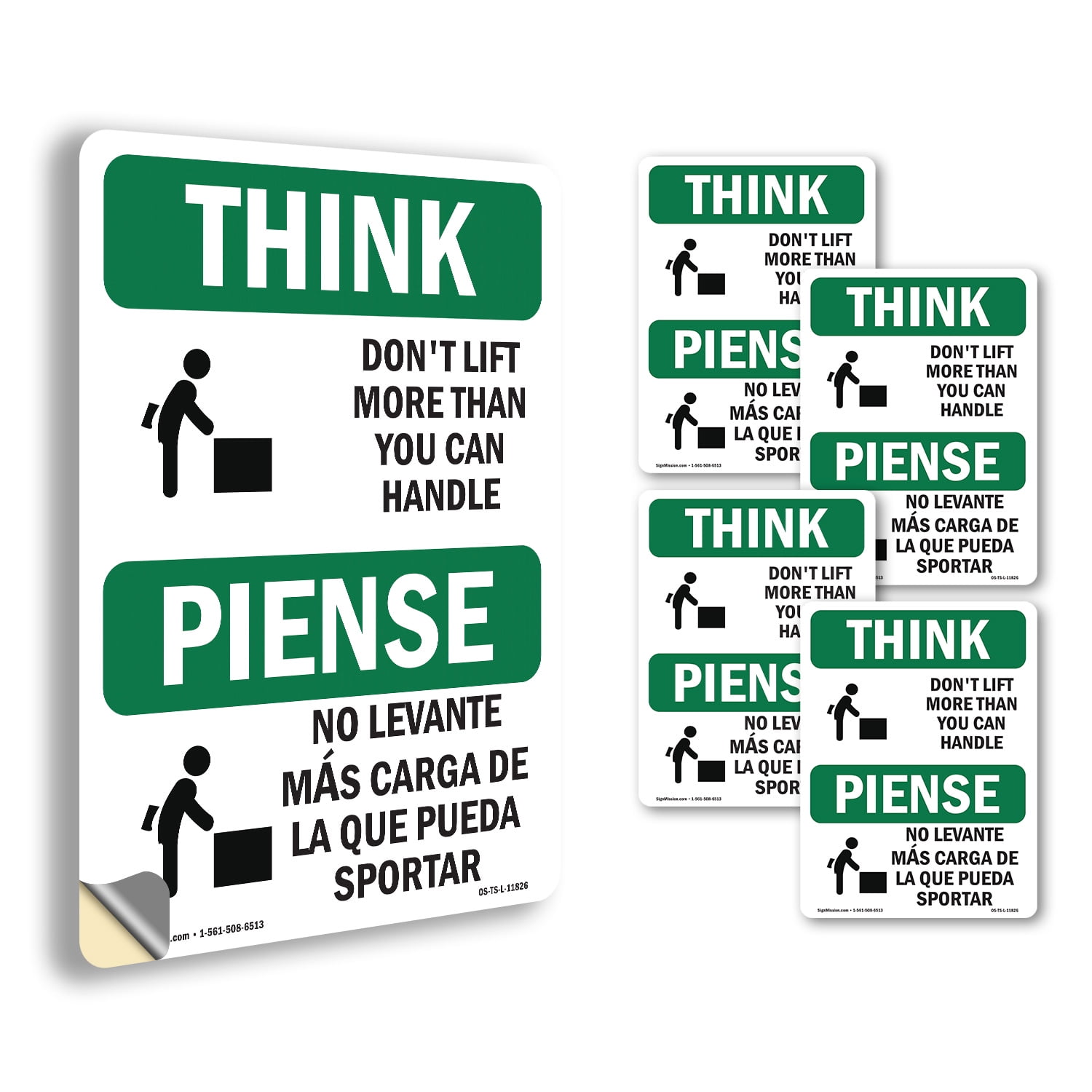 Don't Lift More Than You Can Handle Bilingual OSHA Think Vinyl Decal ...
