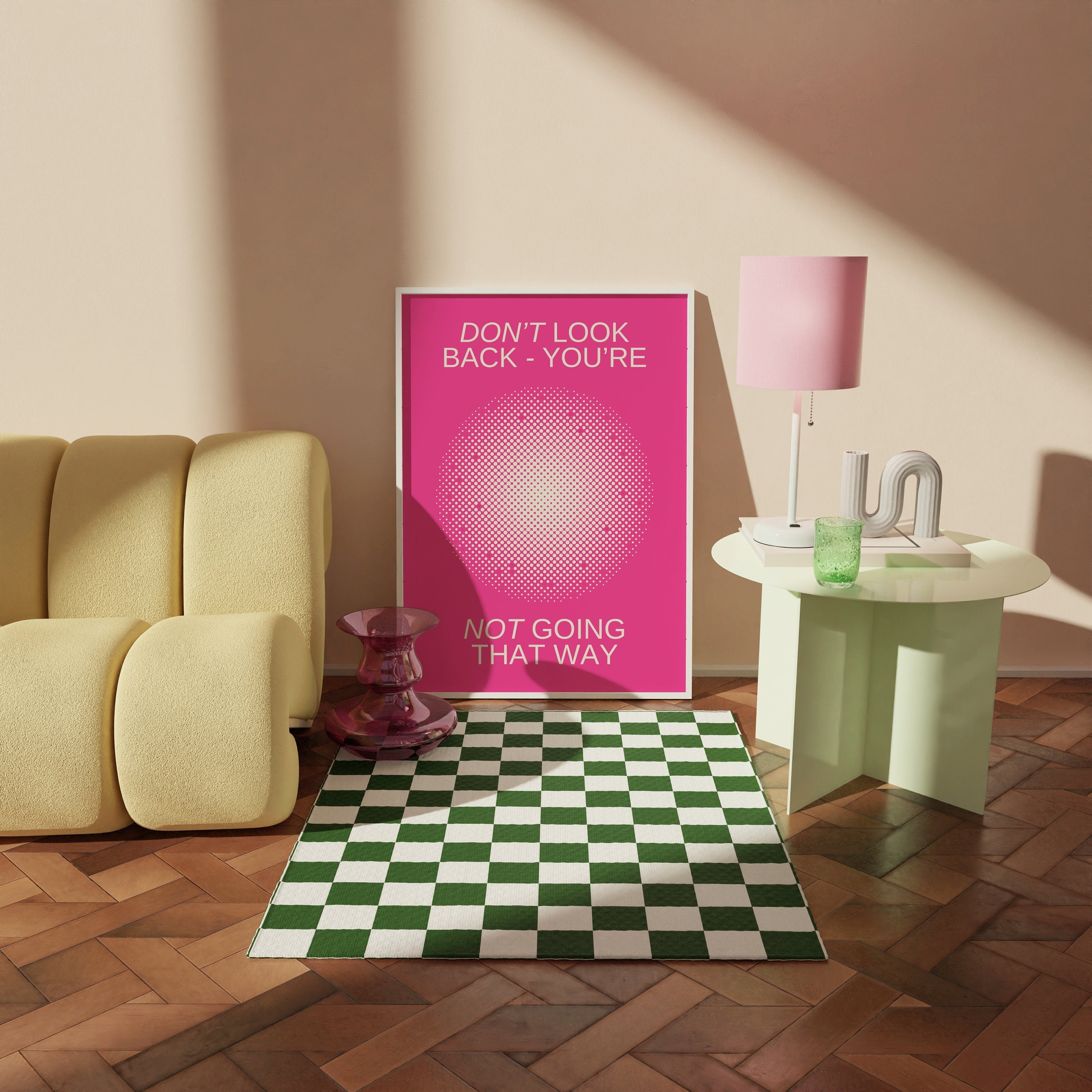 Don't Look Back Quote Poster • Hot Pink Modern Aura Inspirational Art - Walmart.com