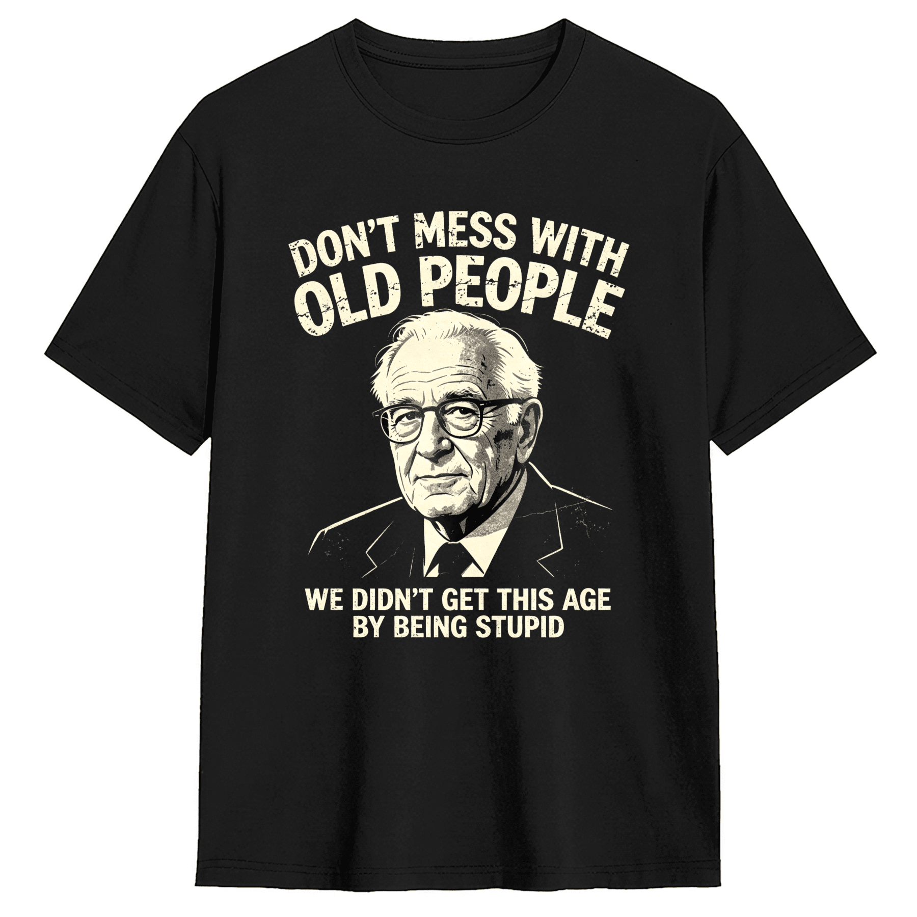 Don't Mess With Old People Vintage Graphic Tee For Men, Grandparent Fun ...