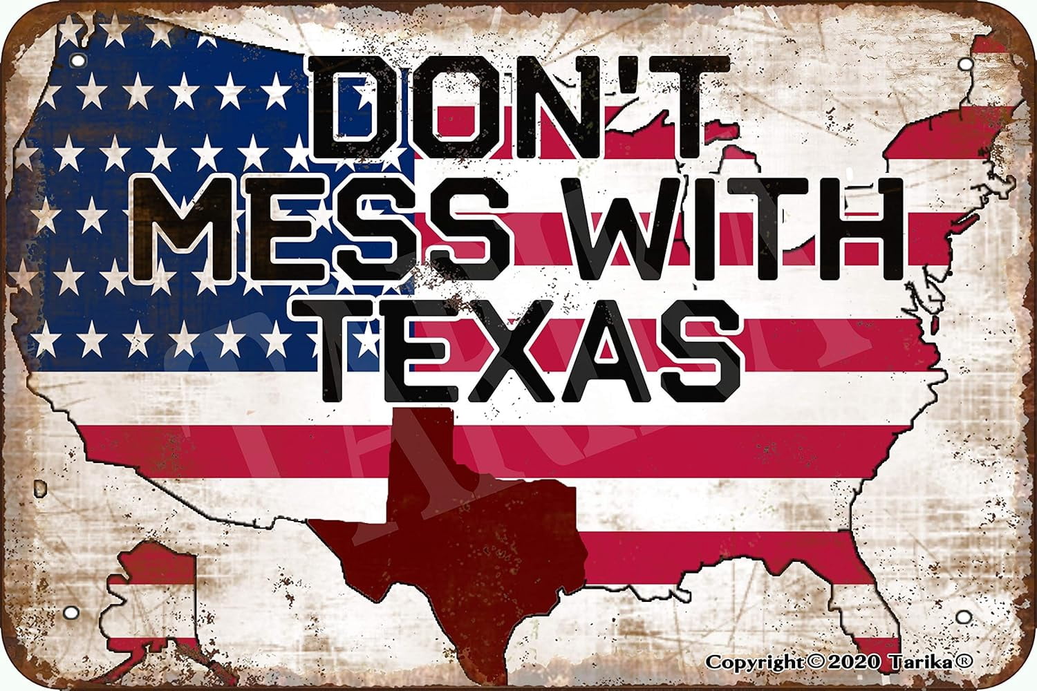Don't Mess with Texas Metal Tin Sign 8x12 Inch - Walmart.com