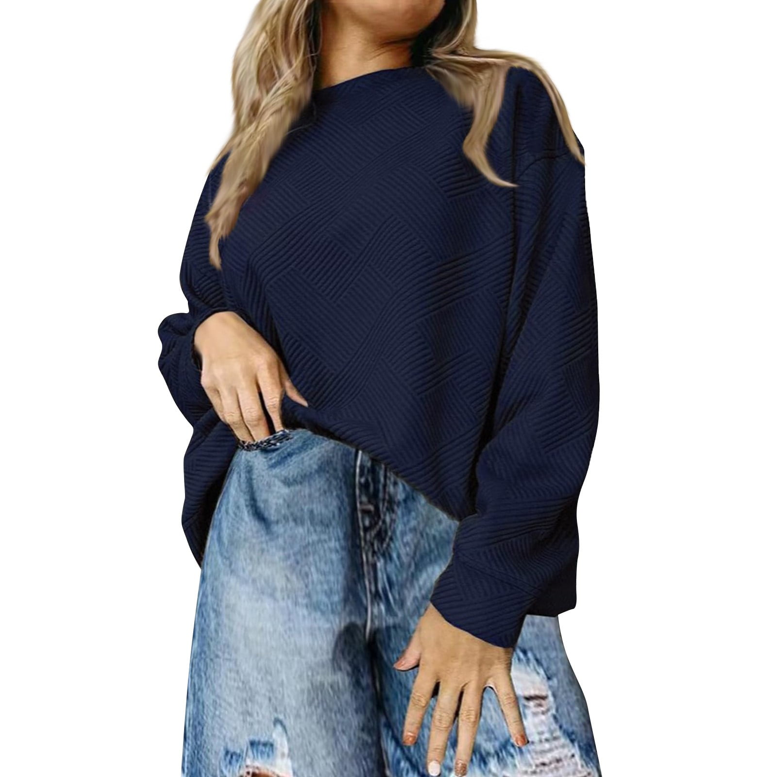 Don't Miss! LHOPY Women's Oversized Solid Color Sweatshirts Textured ...