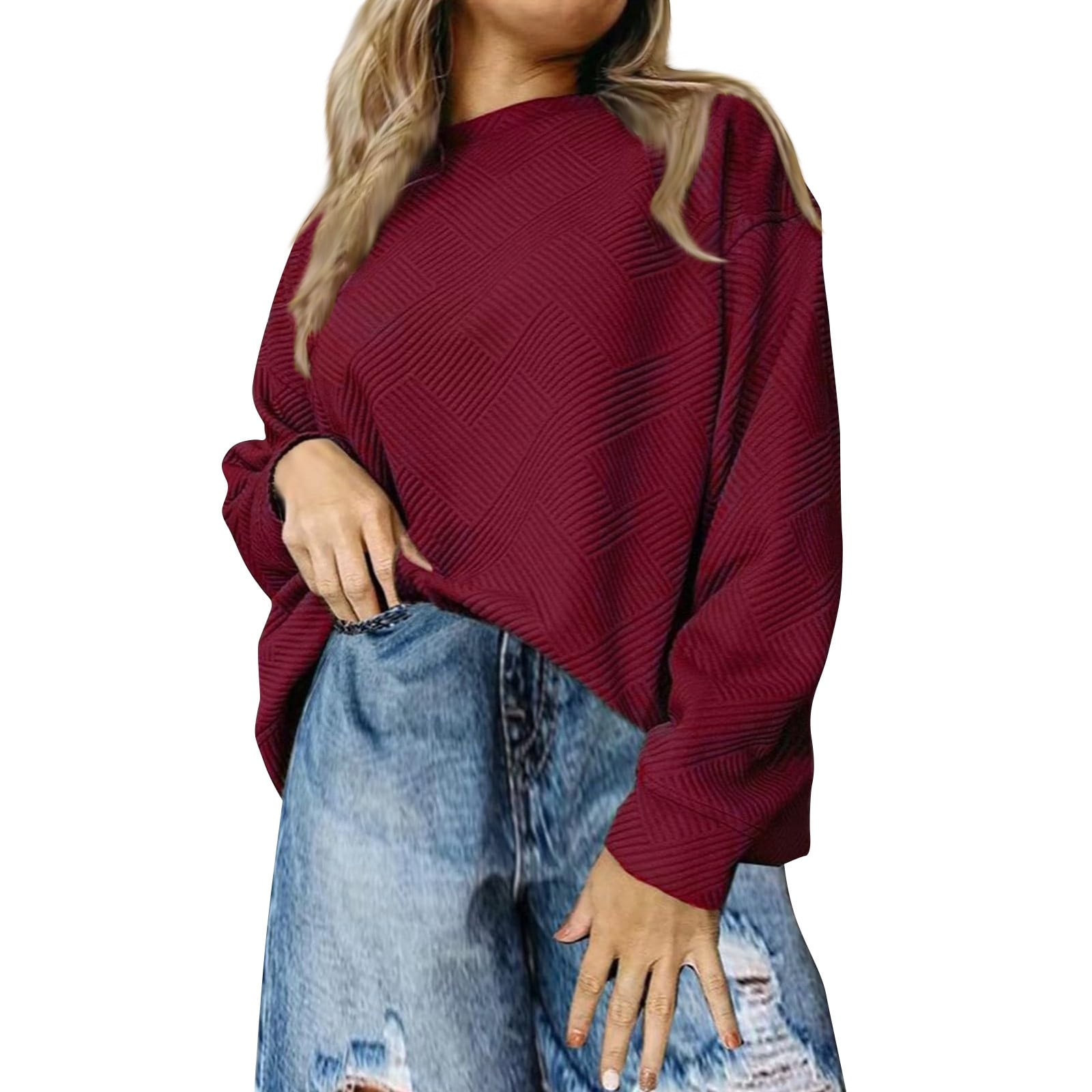 Don't Miss! LHOPY Women's Oversized Solid Color Sweatshirts Textured ...