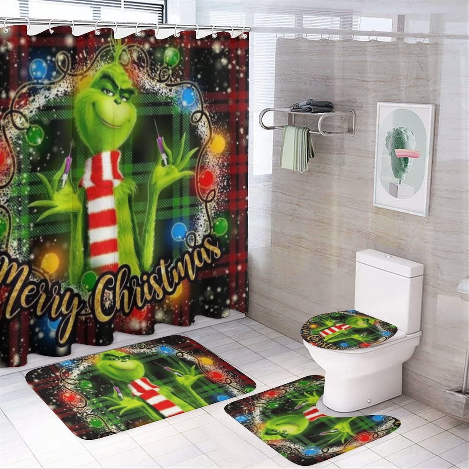 Don't Miss Out! Gomind Christmas Grinch Print Toilet Bathroom Mat and ...
