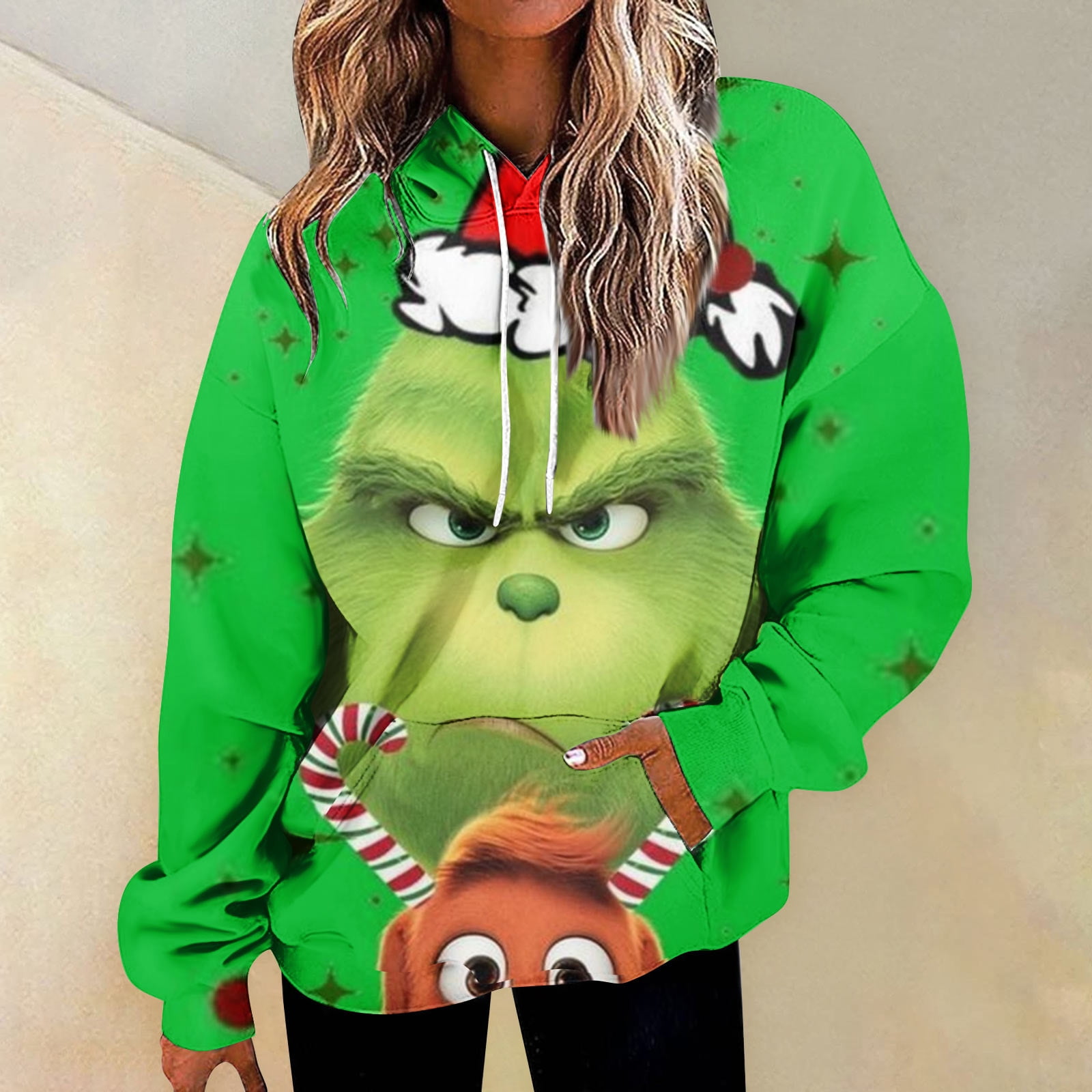 Don't Miss Out! Gomind Women's Grinch Printed Sweatshirts Grinch Christmas Pullover Sweatshirt ...