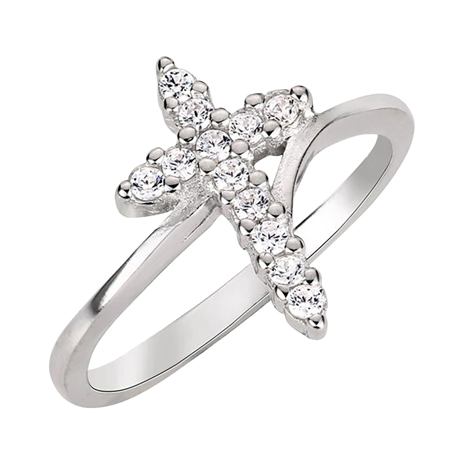 Don't Miss Out! WEANT Womens 925 Sterling Silver Inlaid Zircon Cross Ring Women's Gift ...