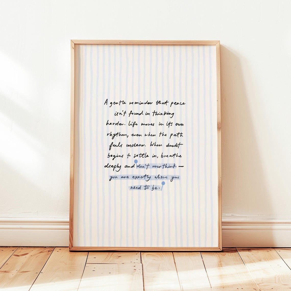 Don't Overthink It Minimalist Positive Reminder Neutral Wall Decor ...