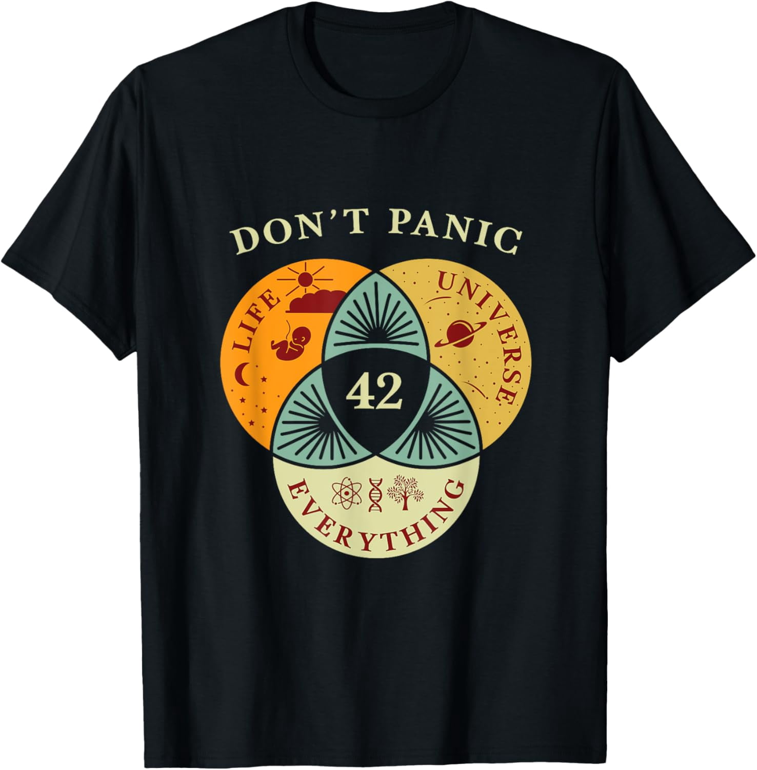 Don't Panic Life Universe Everything 42 Sci Fi Space Lovers T-Shirtmen ...