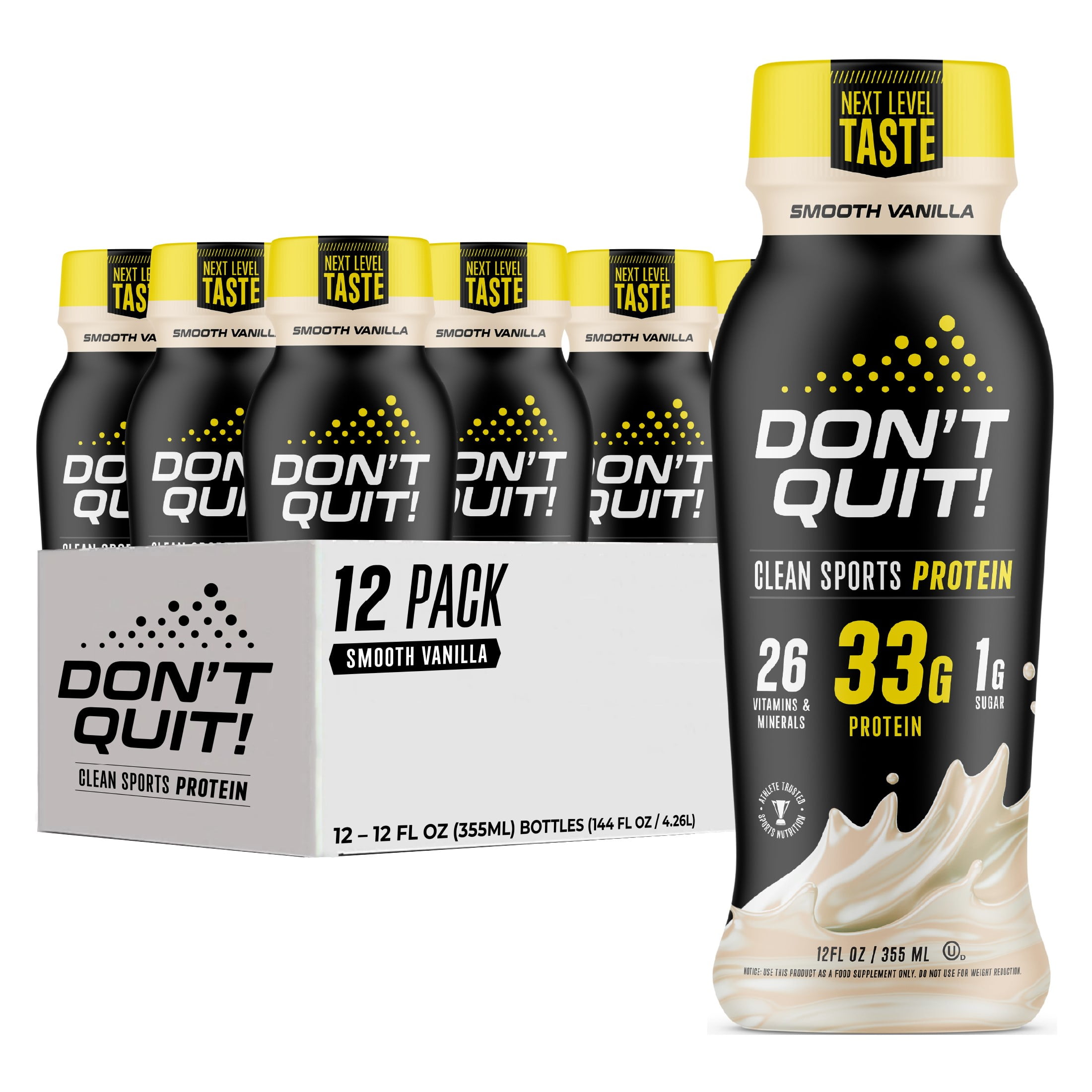 Don't Quit Clean Sports Protein Shake Vanilla Drink 12oz, Case of 12 ...