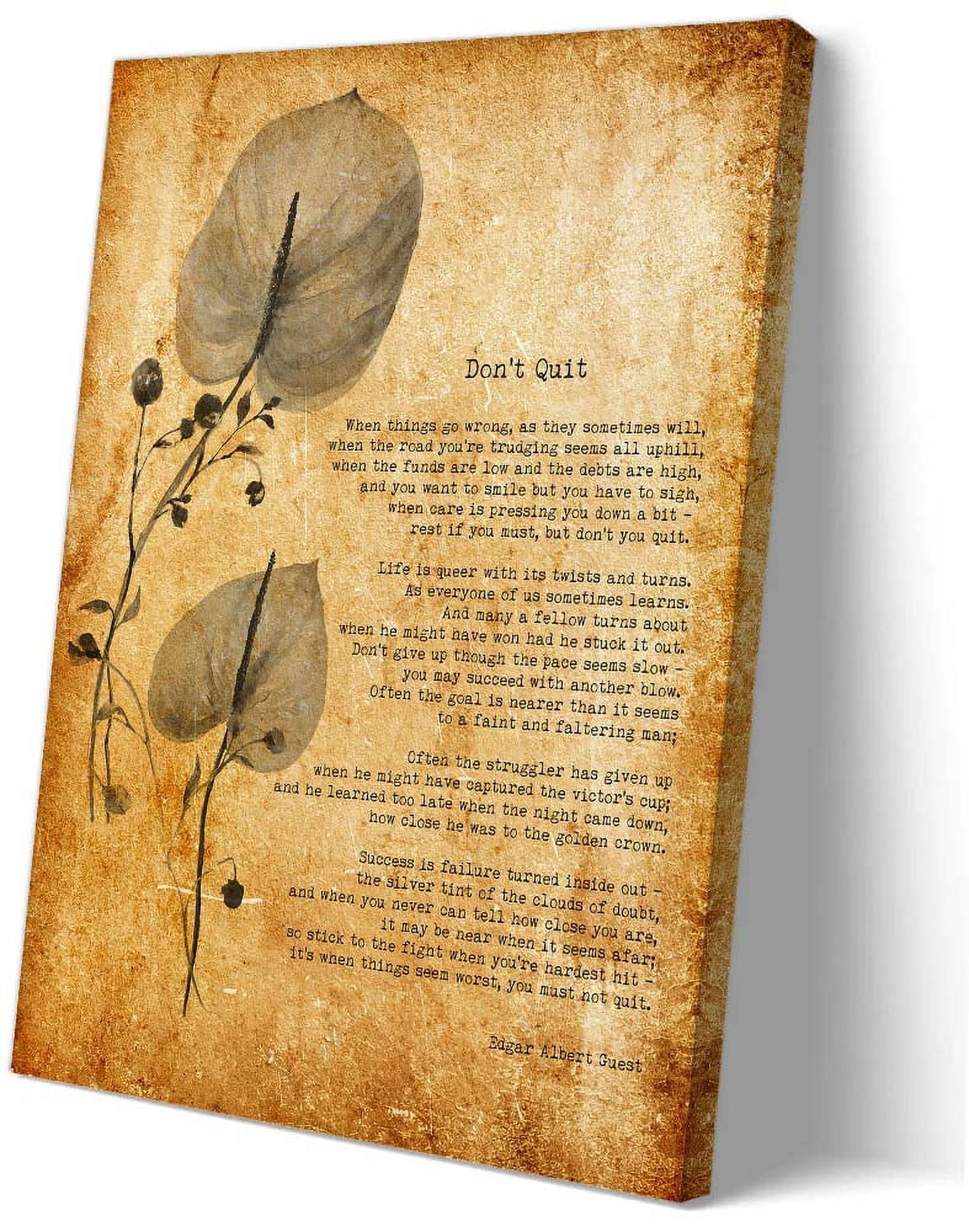 Don't Quit Poem Edgar Albert Guest Quotes Wall Art Poetry Poster for ...