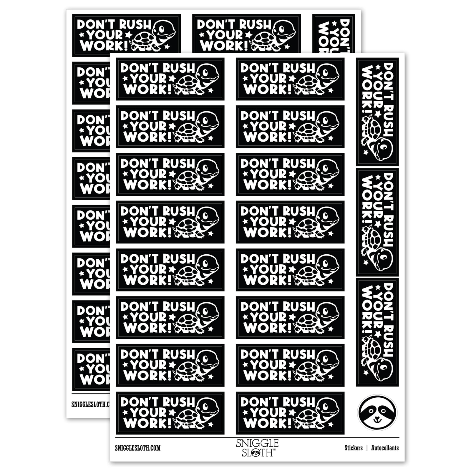 Don't Rush Your Work Turtle Teacher Student School Sticker Set - Black ...