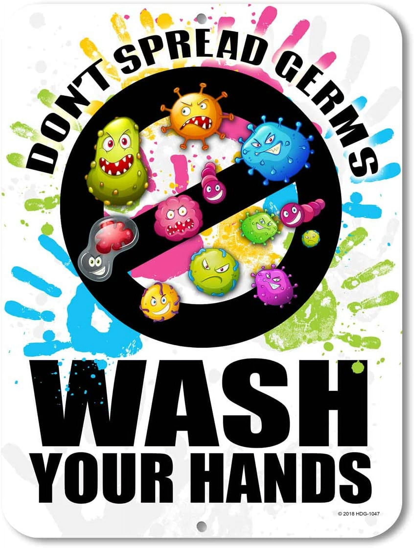 Don't Spread Germs Wash Your Hands, Hand Washing Signs for Kids, Metal ...