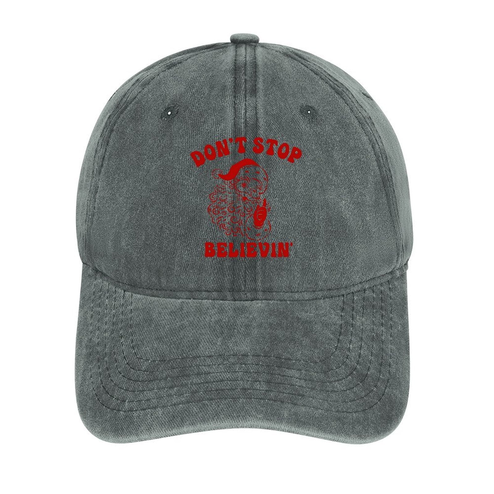 Don’t Stop Believin’ Santa Gray Hat Adjustable Funny Fashion Unisex ...