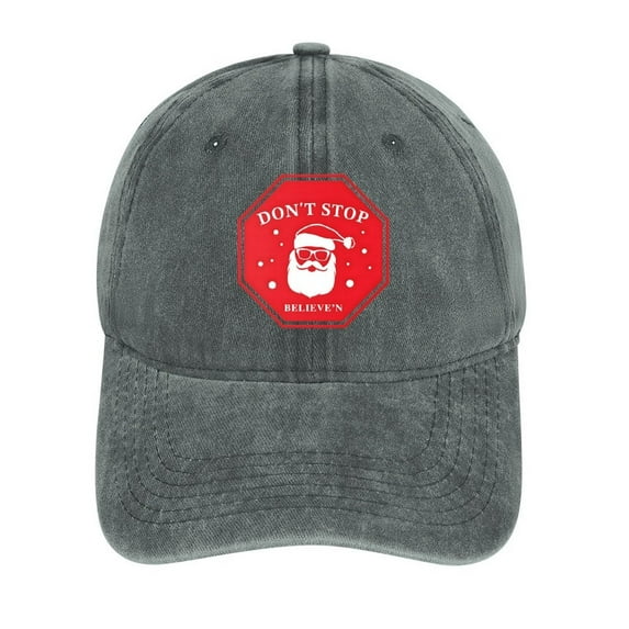 Don’t Stop Believin’ Santa Gray Hat Adjustable Funny Fashion Unisex ...