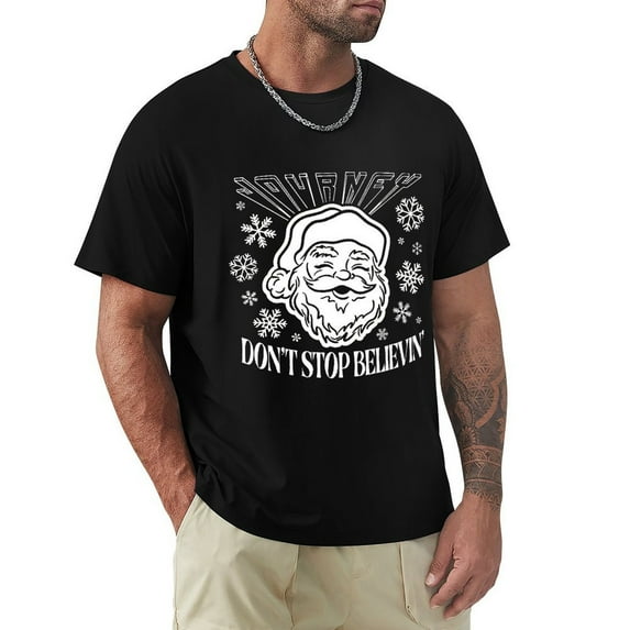 Don’t Stop Believin’ Santa Men's Cotton HD Print Short Sleeve T-Shirt ...