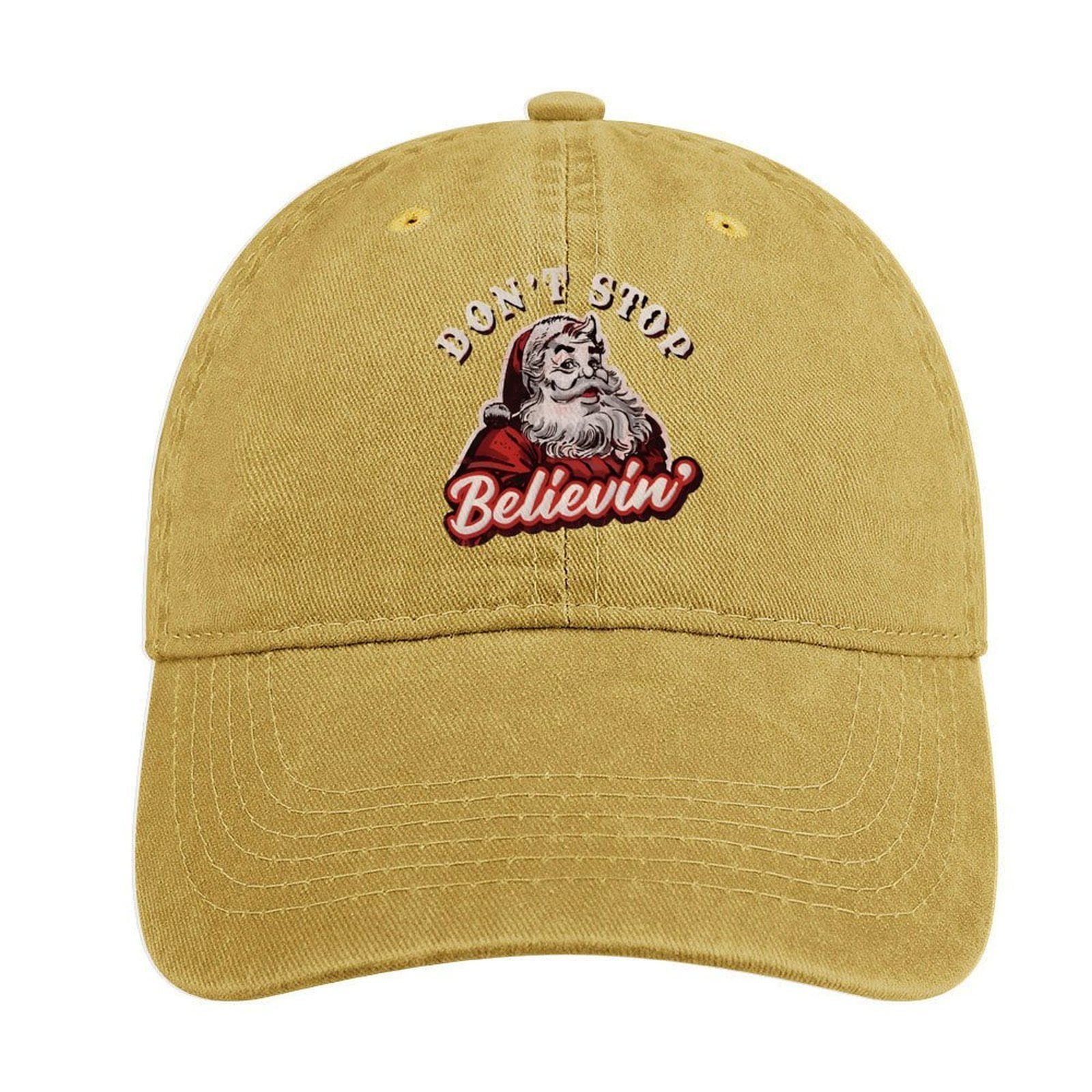 Don’t Stop Believin’ Santa Sand Colour Hat Adjustable Funny Fashion ...