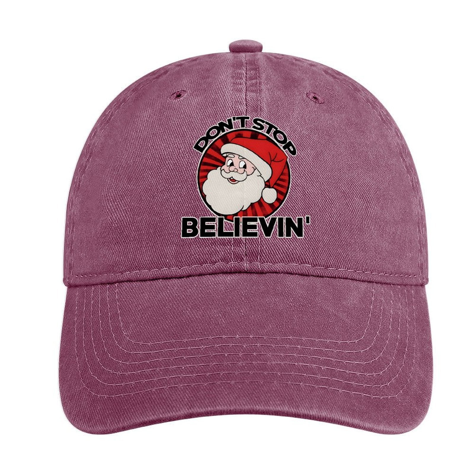 Don’t Stop Believin’ Santa Wine Red Hat Adjustable Funny Fashion Unisex ...