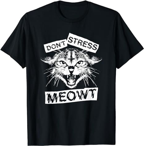 Don't Stress Meowt Evil Hissing Cat Punk Flyer Aesthetic T-Shirt ...