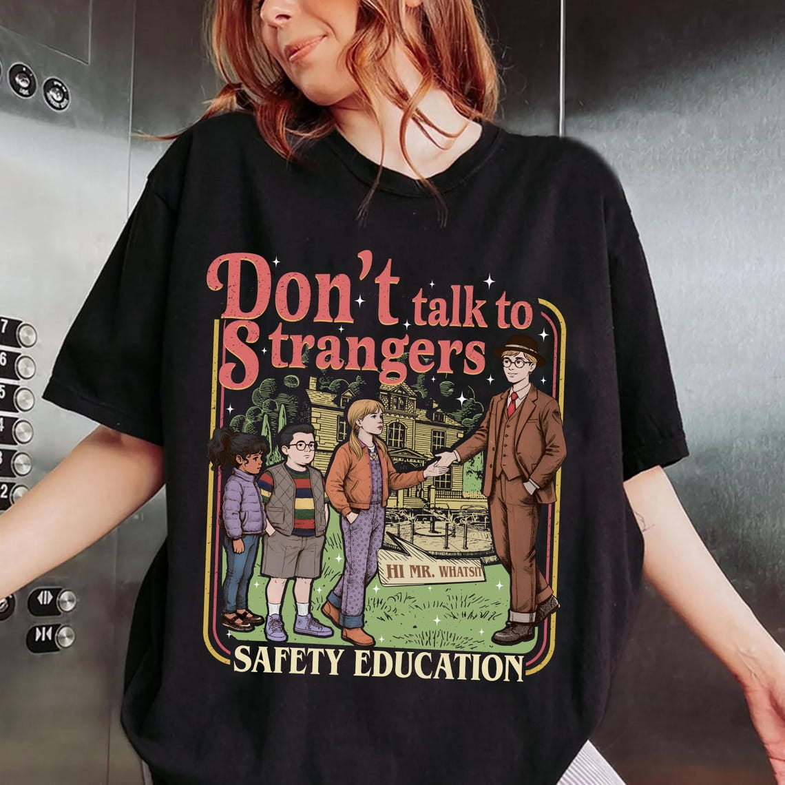 Don’t Talk to Strangers Funny Graphic T-Shirt – Safety Awareness ...