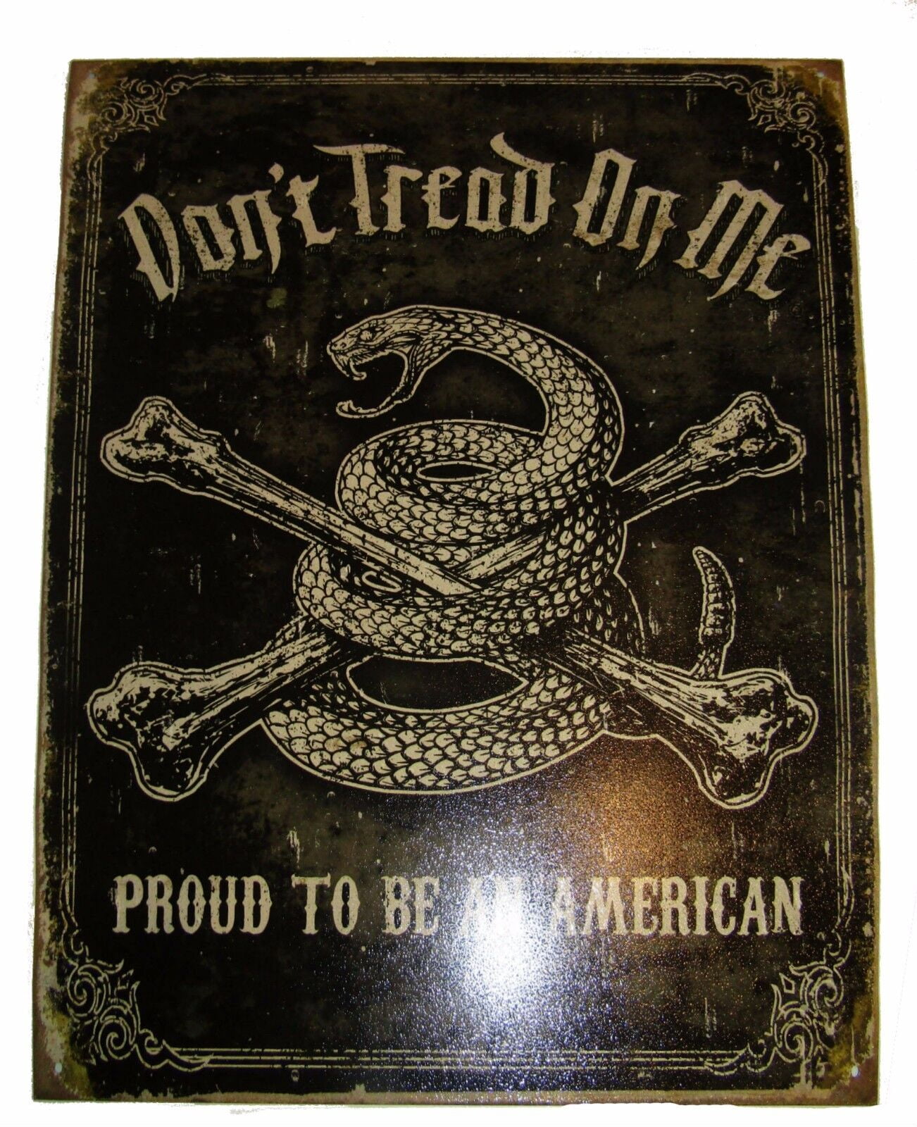 Don't Tread On Me Cross Bones Proud To Be An American 12.5"x16" Metal ...