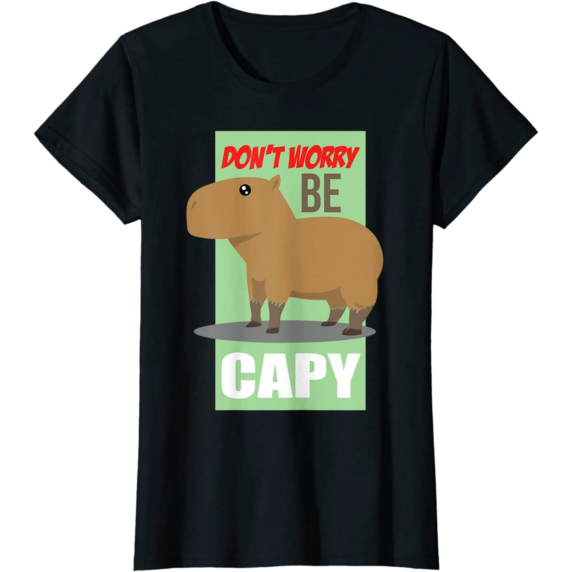 Don't Worry Be Capy Cute Capybara Happy Short Sleeve T-Shirt Black ...