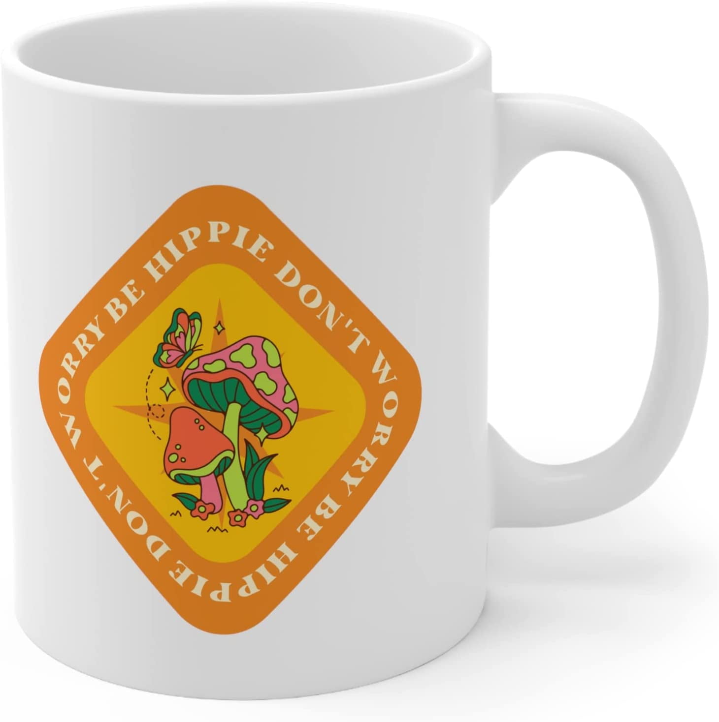 Don't Worry Be Hippie Cute Groovy Coffee Mug for Women 11 oz - Walmart.com