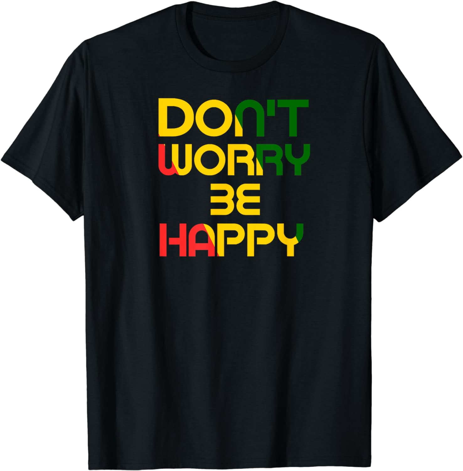 Don't Worry But Be Happy Rasta Reggae Jamaica Theme T-Shirt - Walmart.com