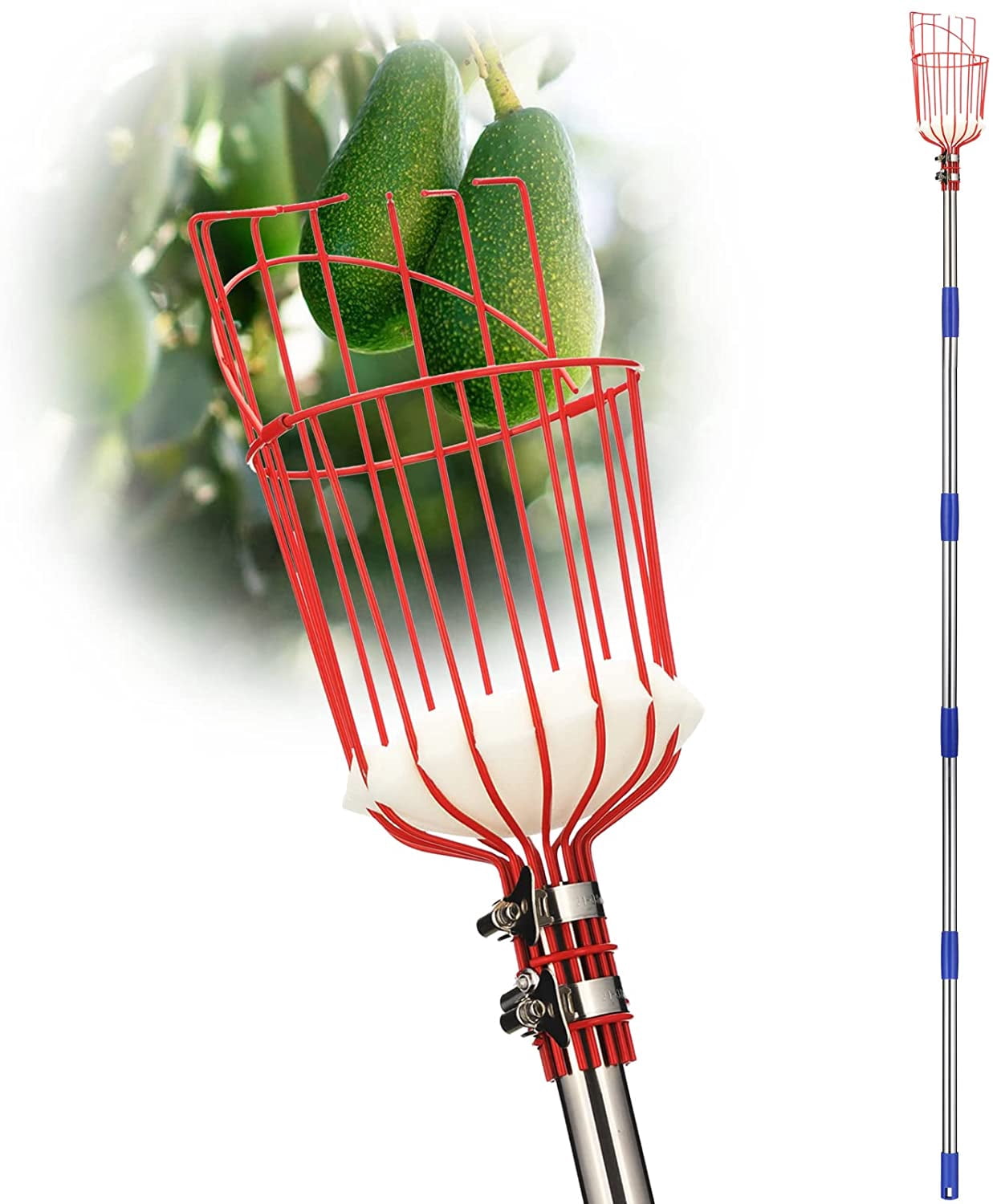 DonSail Fruit Picker Pole with Basket Telescoping, Citrus Orange Picker ...