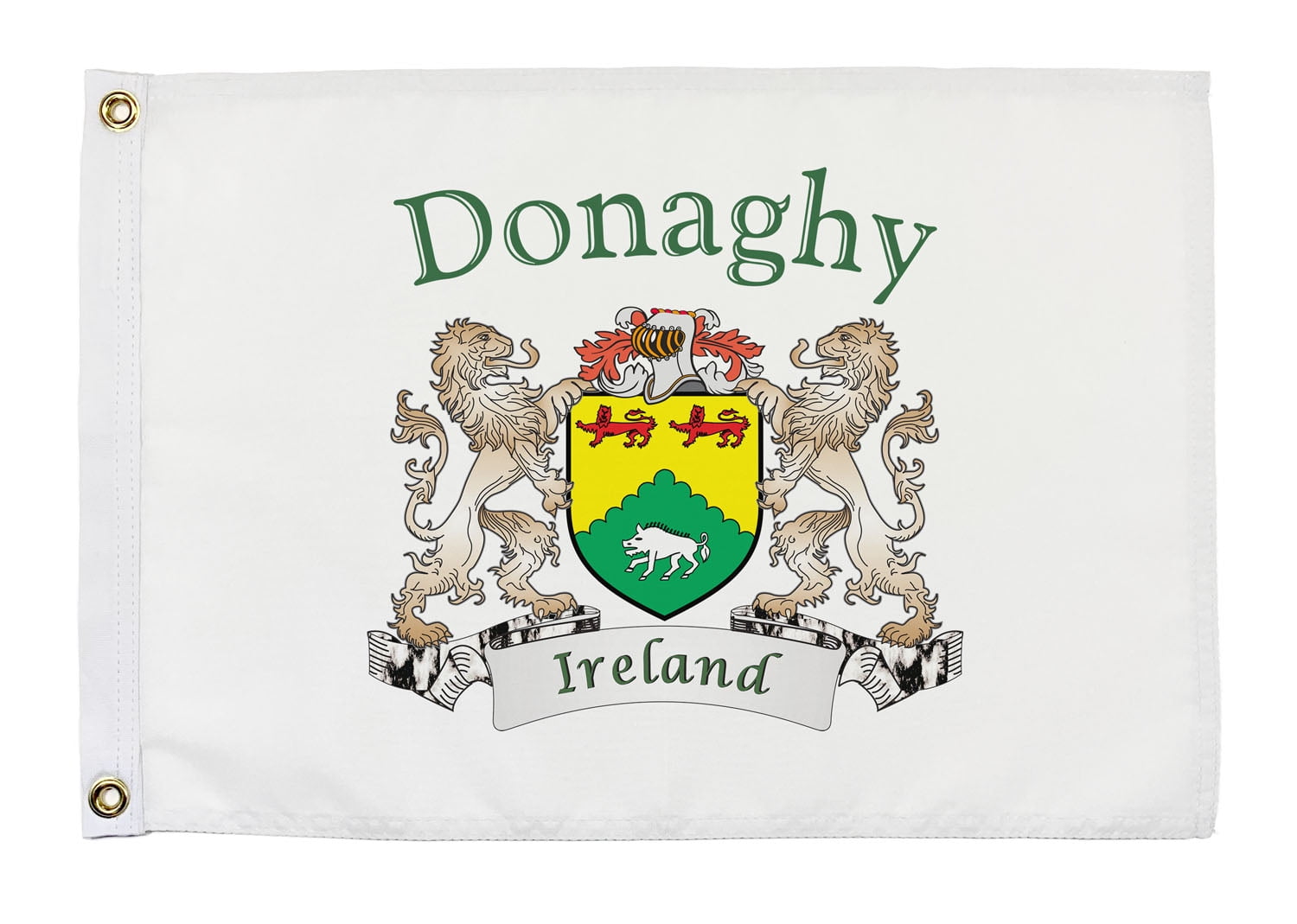 Donaghy Irish Coat of Arms Small White Flag - 16"x10.5" inches ...