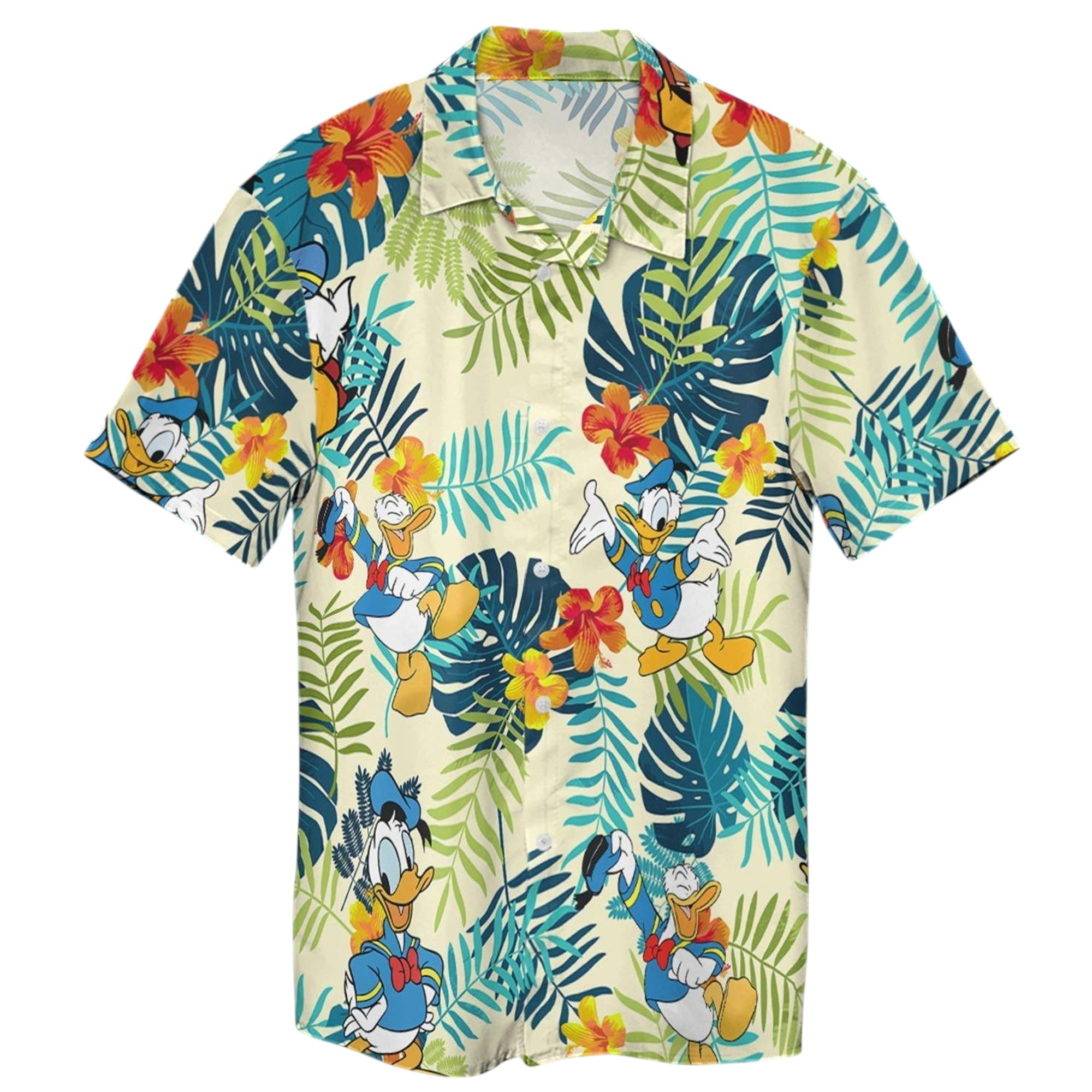 Donald Disney Hawaiian Shirt Aloha Button Shirt Tropical Summer ...