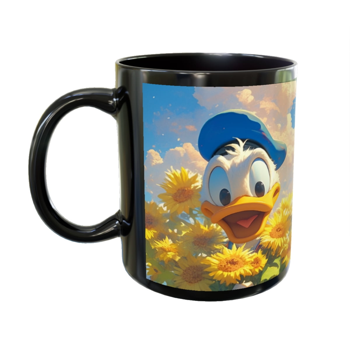Donald Duck 11oz Black Ceramic Mug - Microwave-Safe Daily Use Cup ...