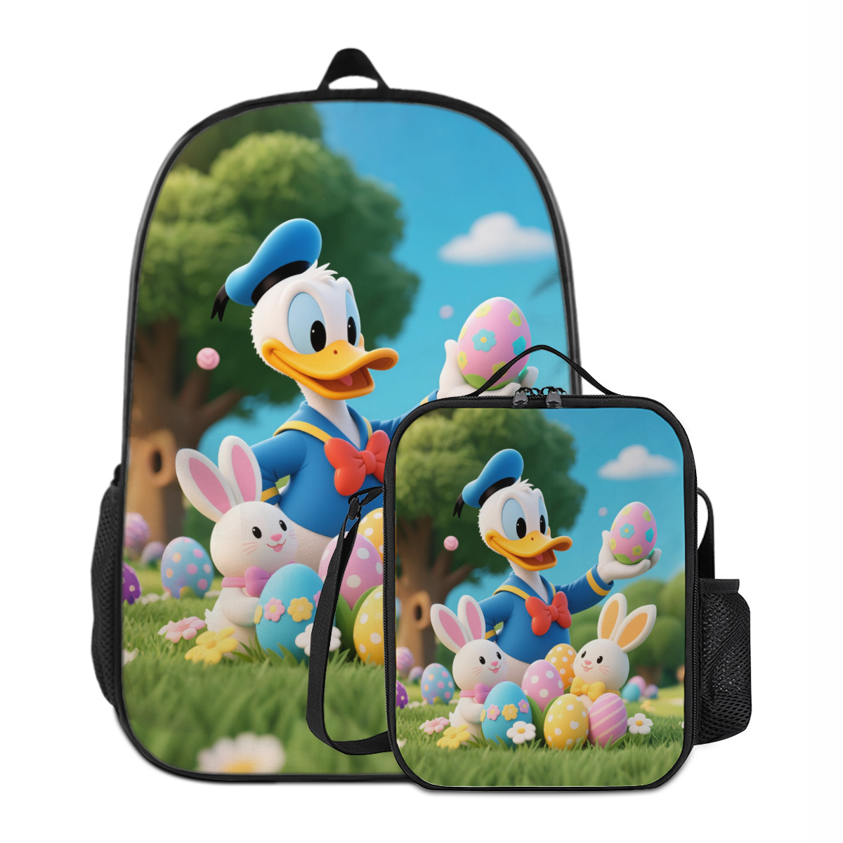 Donald Duck Backpack with Insulated Lunch Box Set Unisex Travel Outdoor ...