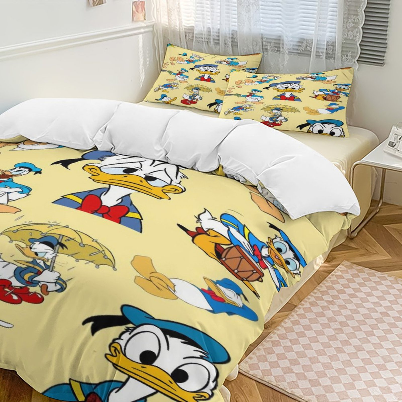Donald Duck Cartoon Home Bed 3-piece Set, Polyester Wash Student ...