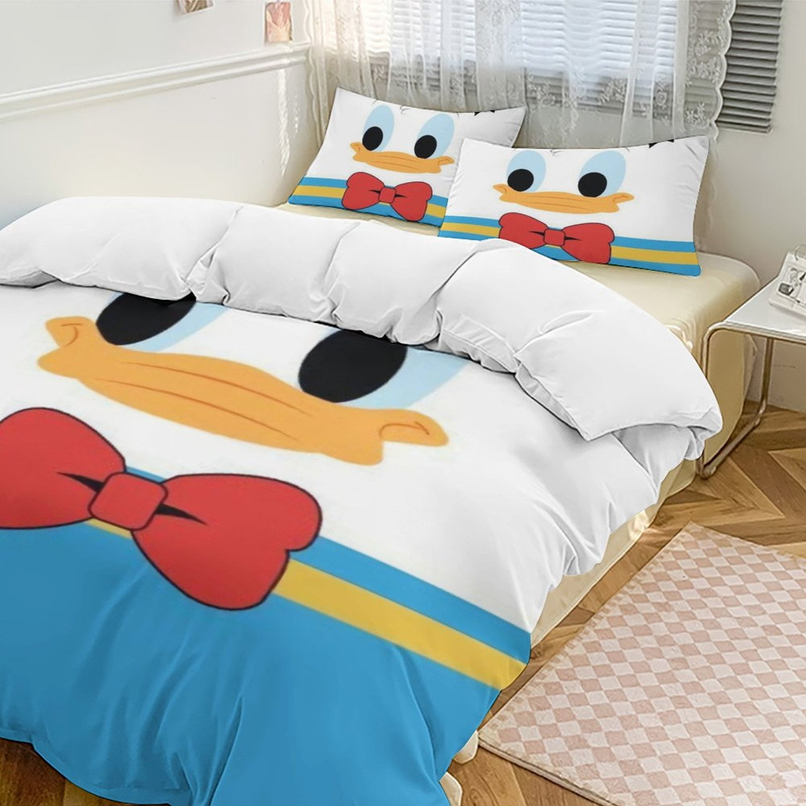 Donald Duck Cartoon Home Bed 3-piece Set, Polyester Wash Student ...