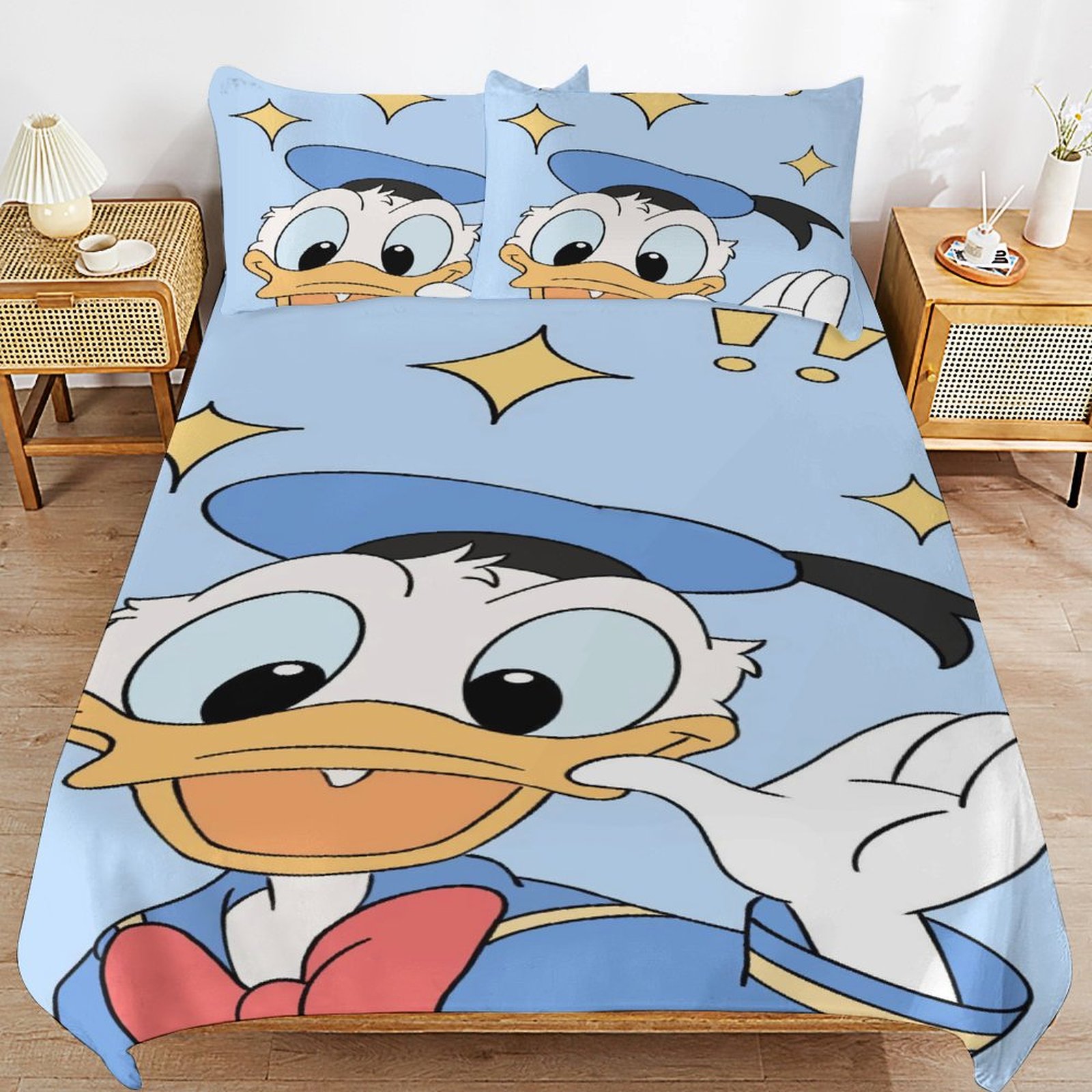 Donald Duck Duvet Cover Bedding Set Cartoon Print Soft Quilt Cover 3 ...