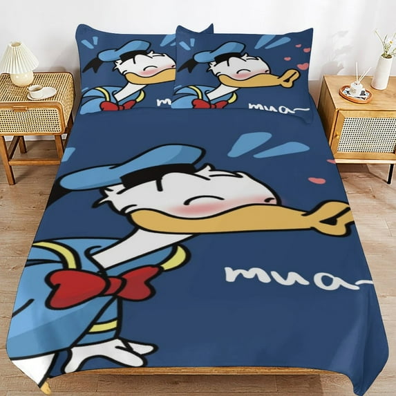 Donald Duck Duvet Cover Bedding Set Cartoon Print Soft Quilt Cover 3 ...