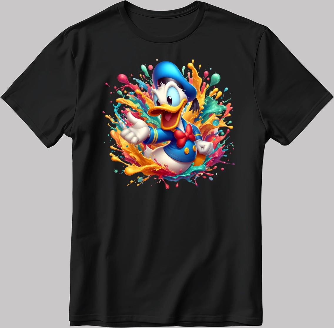 Donald Duck Figure Funny Short Sleeve White-Black Men's / Women's T ...