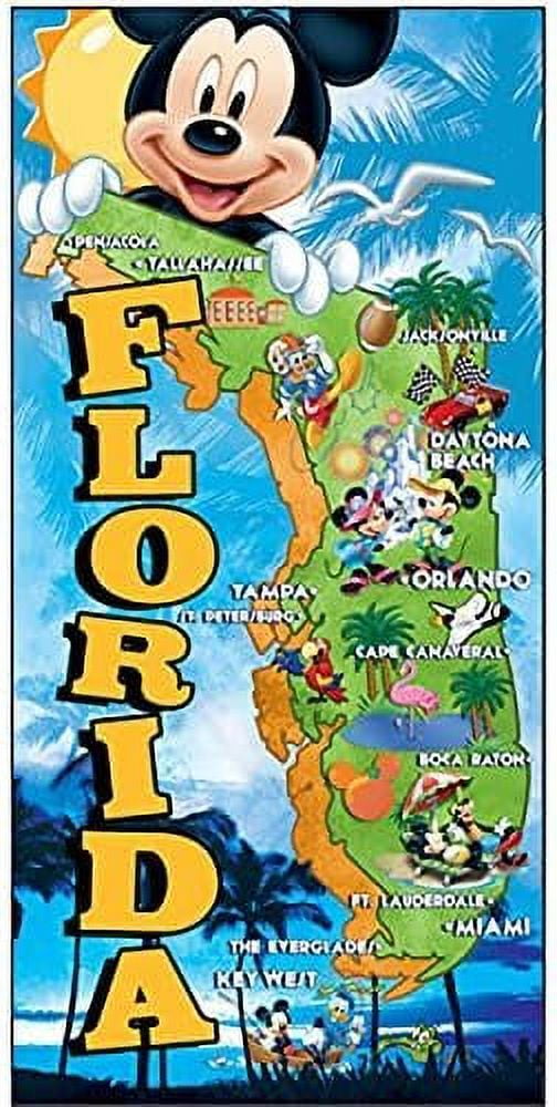 Donald Duck Goofy and Pluto Map Beach Towel Black Yellow Red Blue Green ...