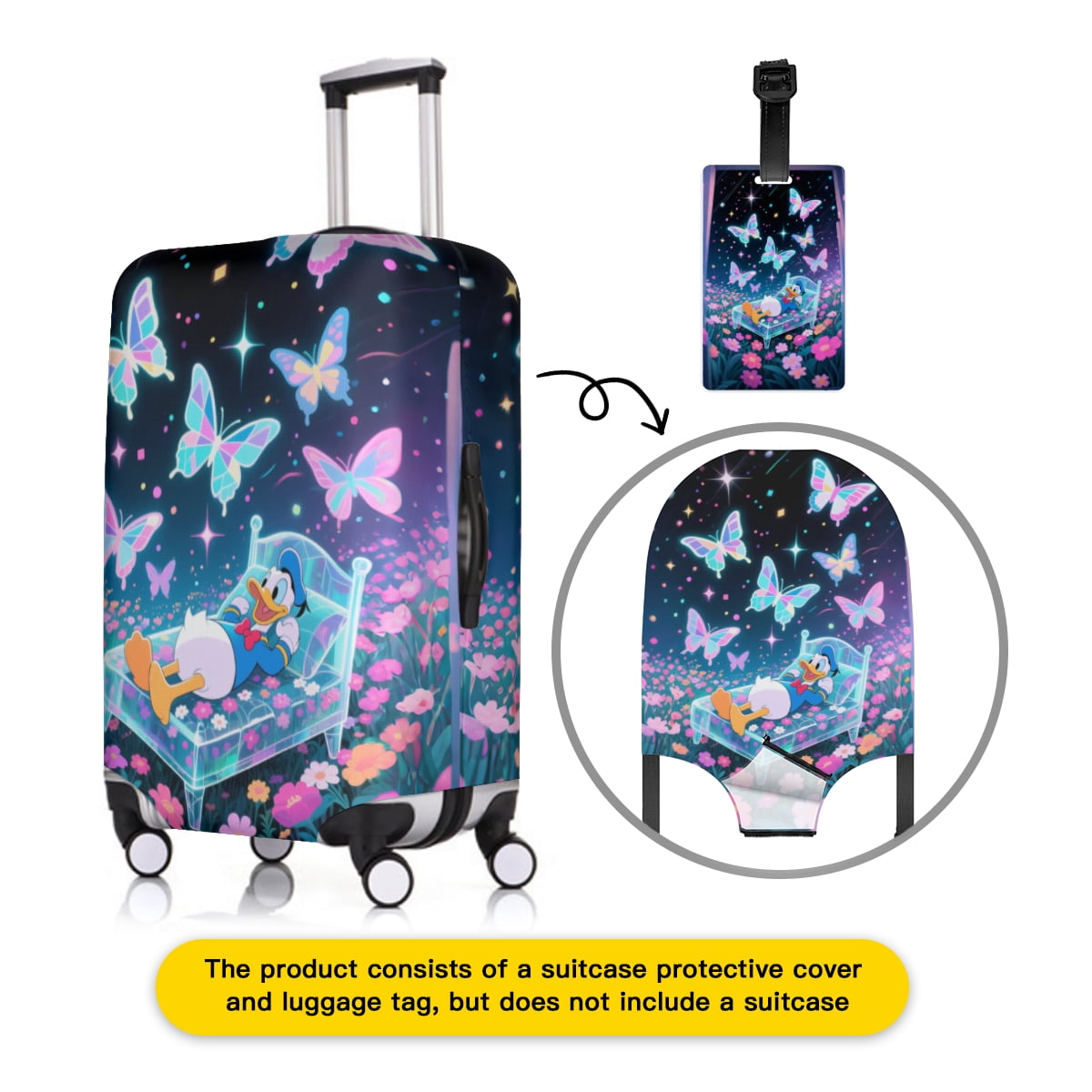Donald Duck Hard Shell Suitcase Cover with Luggage Tag, 21inch/25inch ...