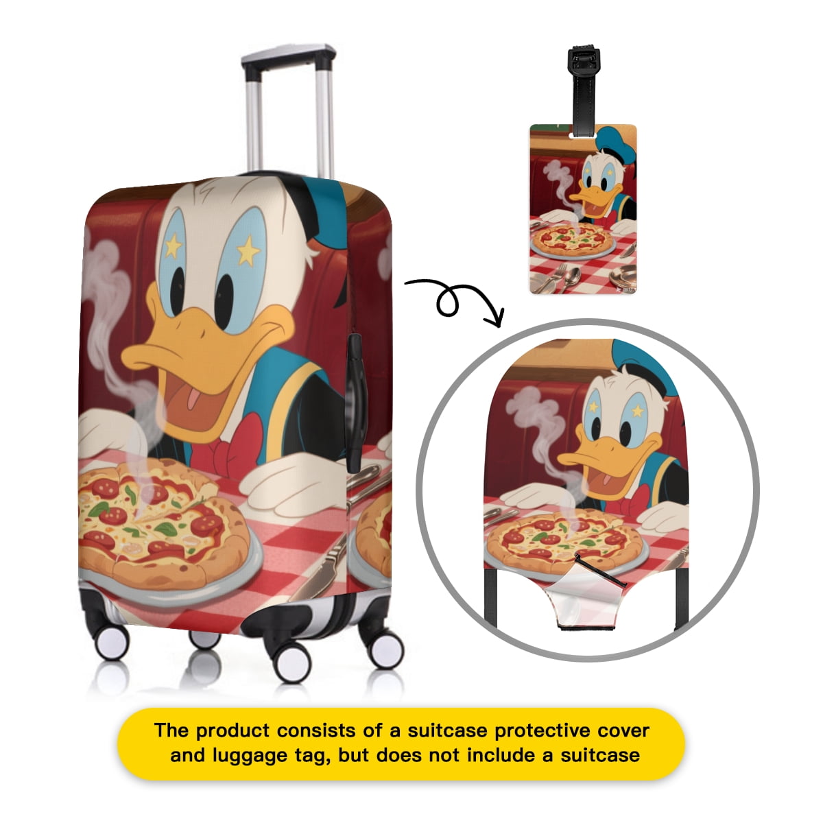 Donald Duck Hard Shell Suitcase Cover with Luggage Tag, 21inch/25inch ...