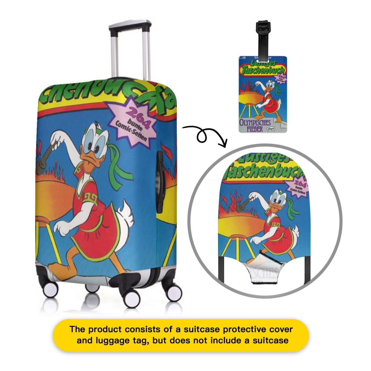 Donald Duck Hard Shell Suitcase Cover with Luggage Tag, 21inch/25inch ...