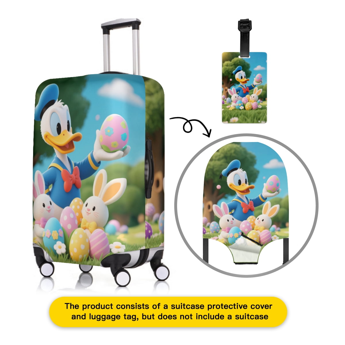 Donald Duck Hard Shell Suitcase Cover with Luggage Tag, 21inch/25inch ...