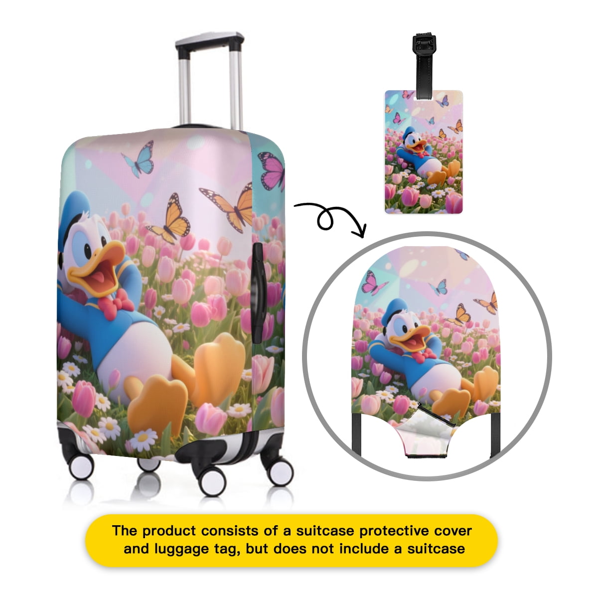 Donald Duck Hard Shell Suitcase Cover with Luggage Tag, 21inch/25inch ...