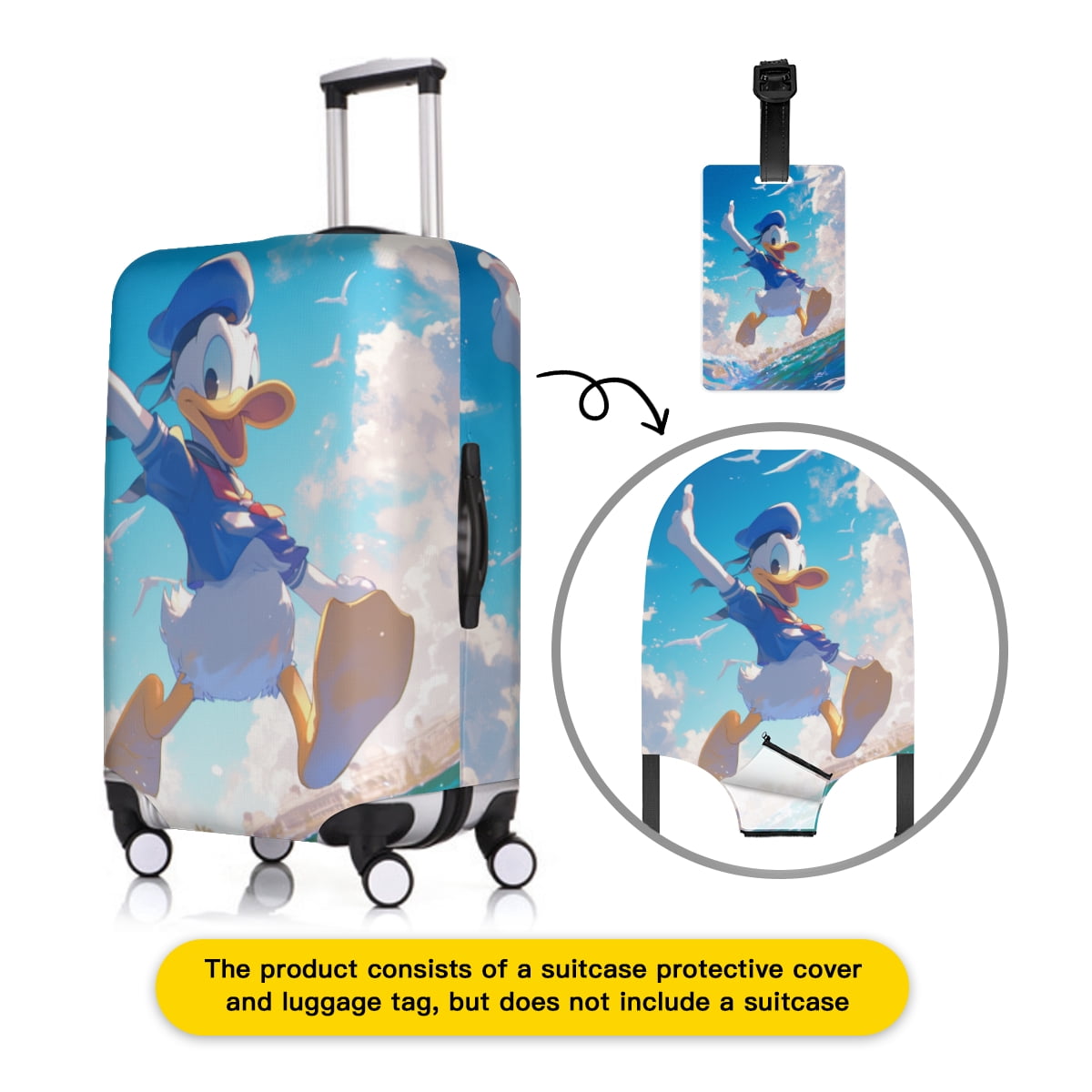 Donald Duck Hard Shell Suitcase Cover with Luggage Tag, 21inch/25inch ...