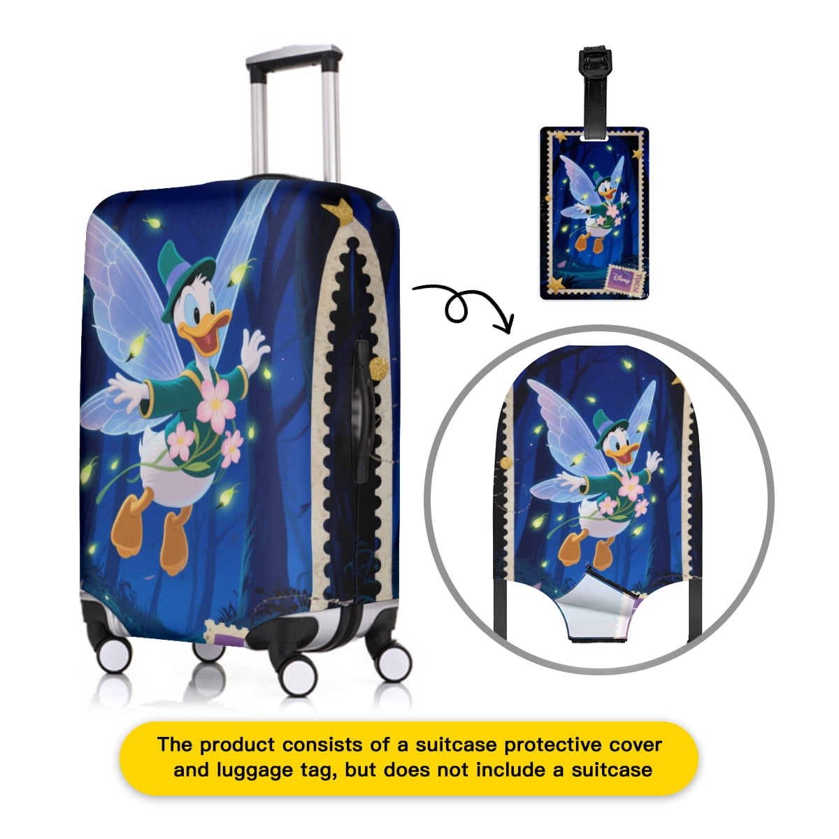 Donald Duck Hard Shell Suitcase Cover with Luggage Tag, 21inch/25inch ...