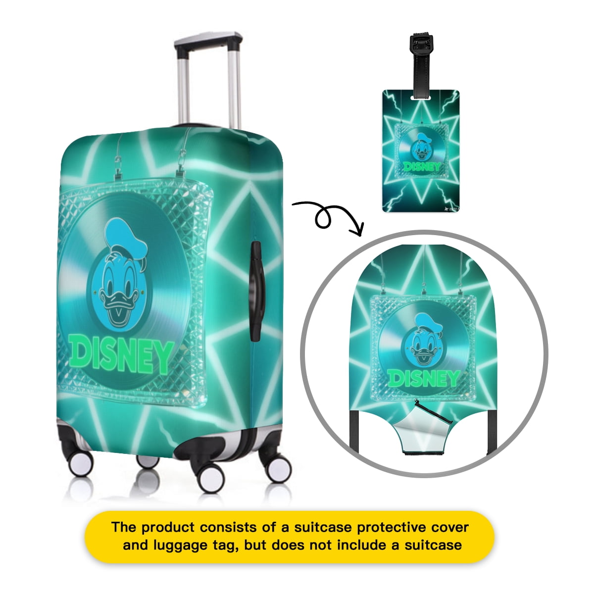 Donald Duck Hard Shell Suitcase Cover with Luggage Tag, 21inch/25inch ...