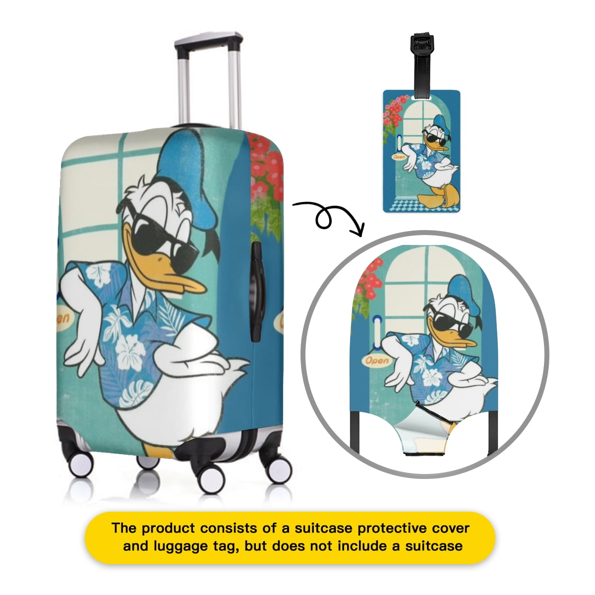 Donald Duck Hard Shell Suitcase Cover with Luggage Tag, 21inch/25inch ...