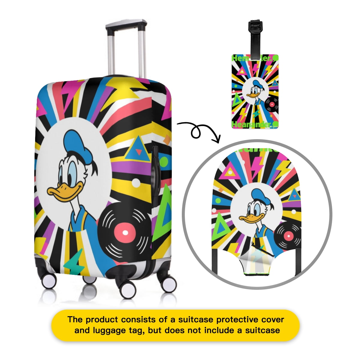 Donald Duck Hard Shell Suitcase Cover with Luggage Tag, 21inch/25inch ...