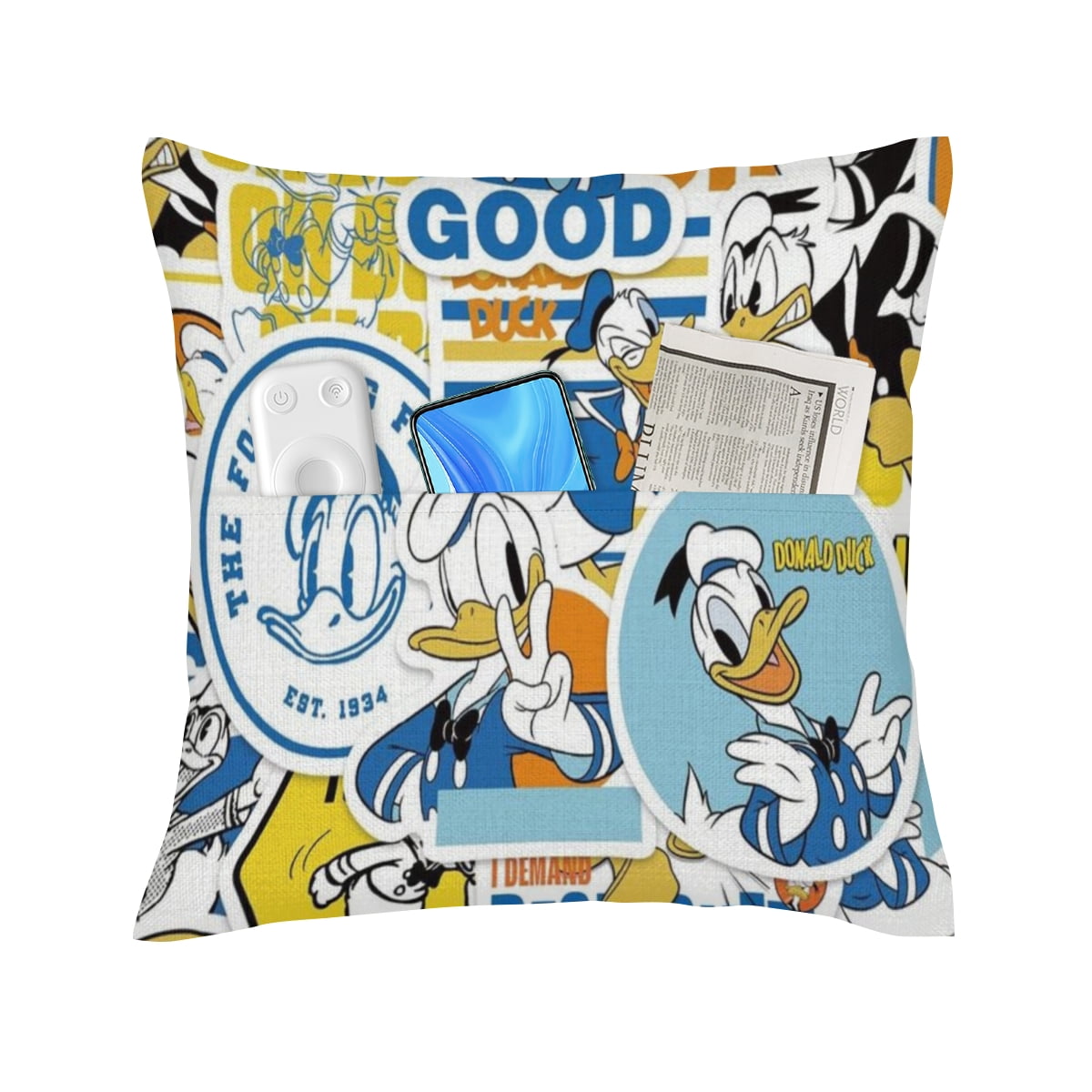 Donald Duck Imitation Linen Pillowcase Super Soft Throw Pillowcase Home ...
