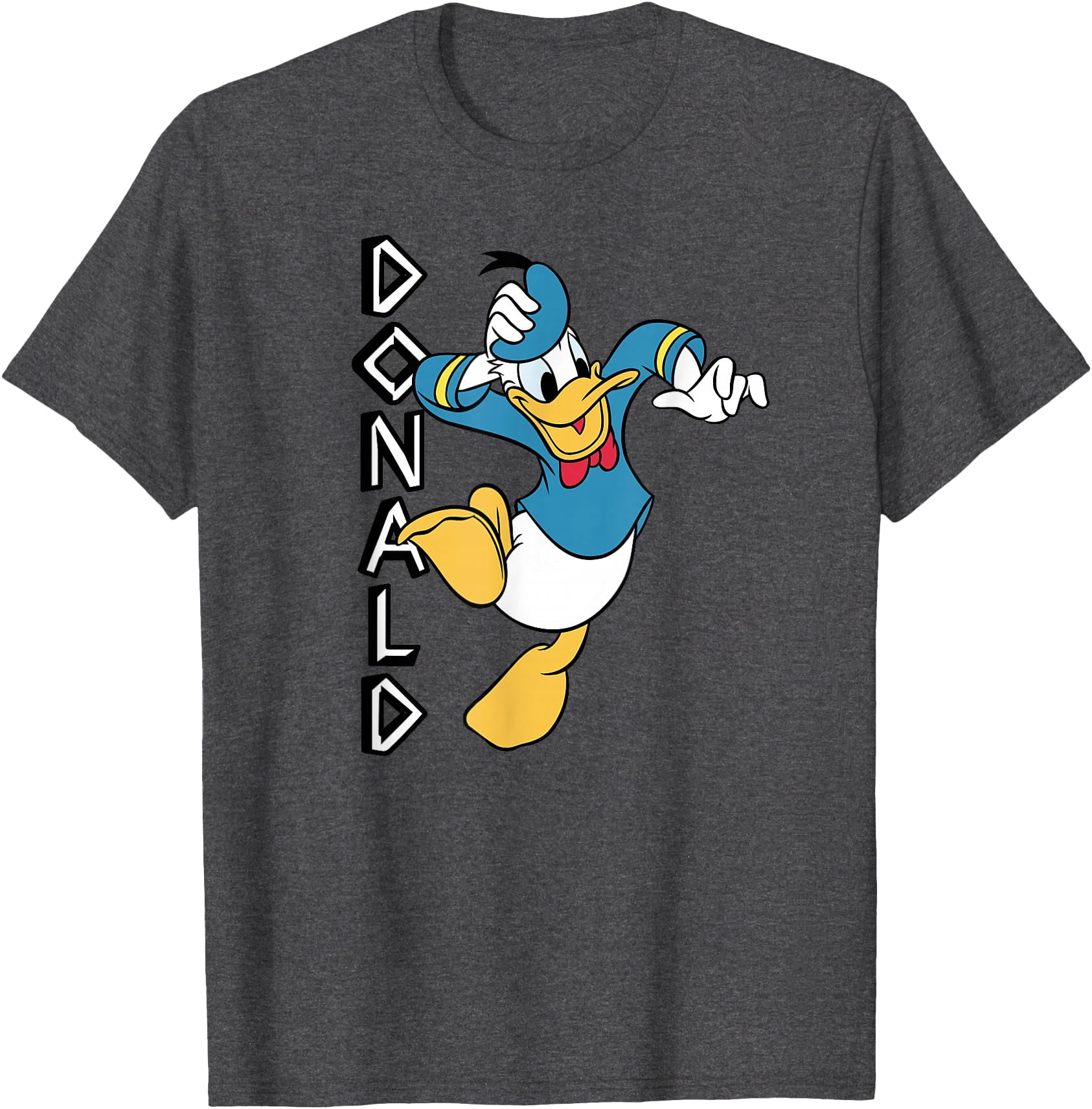 Donald Duck Jumping DTG Print Unisex T-Shirt,Dark Heather Grey Color ...